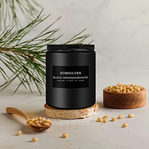 Homsolver Scented Candles, Black Cedar & Sandwood Candles for Men, Candles for Home Scented, Aromatherapy Soy Candles, 50 Hour Burn, Ideal Gifts for Men