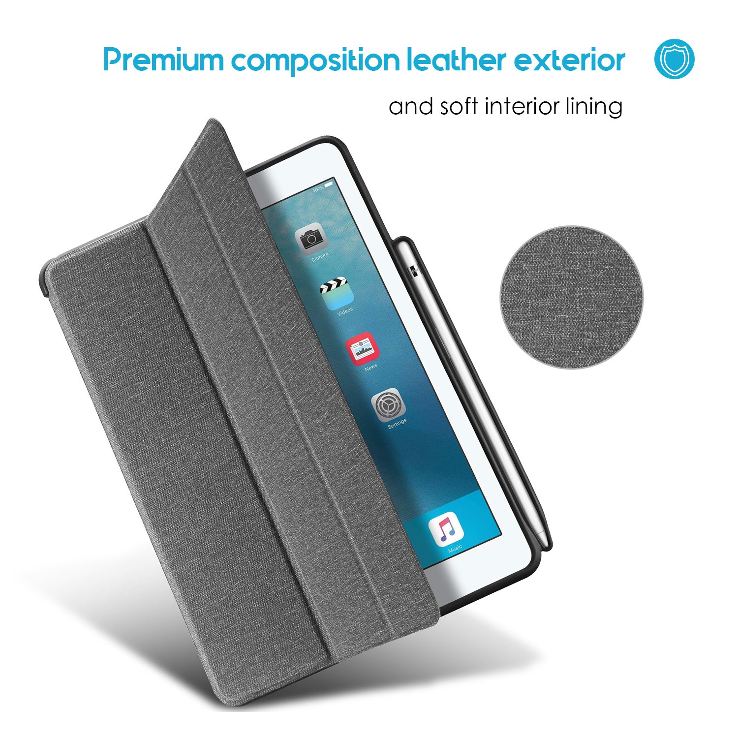 ProCase Smart Case for iPad Air 3rd 10.5" 2019/ iPad Pro 10.5, Slim Folio Stand Cover for iPad Air 10.5 2019/ iPad Pro 10.5 with Pencil Holder -Grey