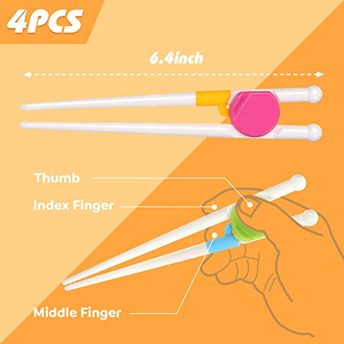 HANSGO Kid Training Chopsticks, 4 Pairs Colorful Learning Chopsticks Detachable Training Chopsticks for Kids Toddler Children Left or Right Handed Dishwasher Safe