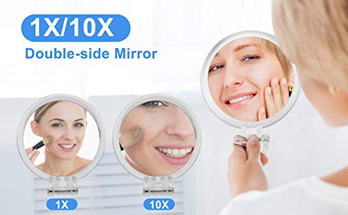Snowflakes Double Sided Folding Handheld Mirror 1X/10x Magnification Hand held Mirror.
