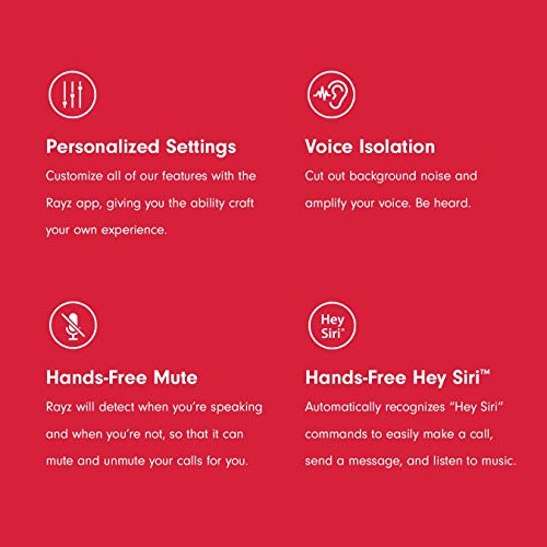 RAYZ Pioneer Original Active Noise Cancelling Earbuds Wired with Mic, Auto-Pause, Hands-Free Hey Siri, Lightning Cable Earphones Compatible with iPhone, iPad and iPod. MFI Certified (Ice White)