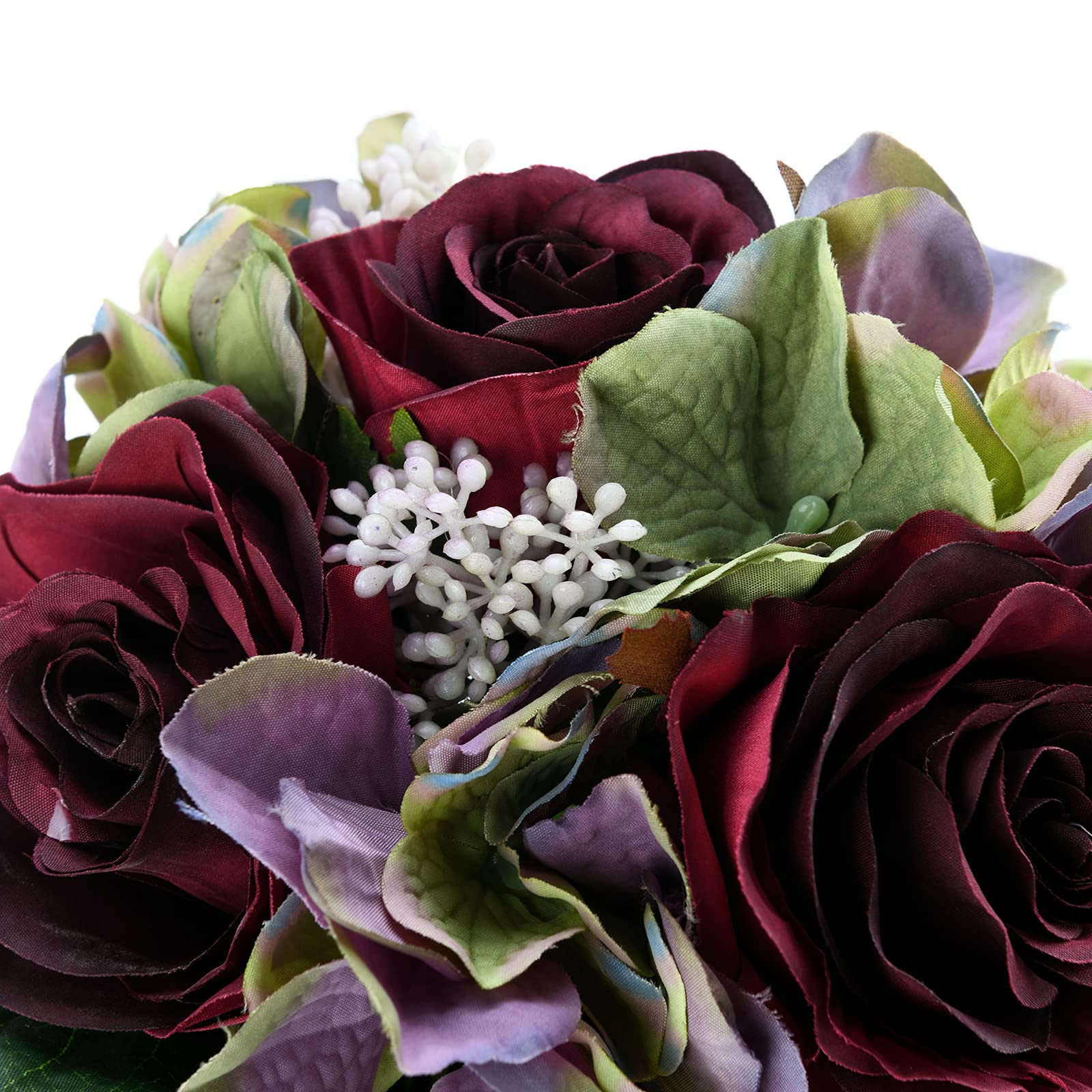 Hapeisy Artificial Flower Bridesmaids Sisters Hand Flowers Rose Bouquet Hand-Flowered Hydrangea Home Garden Decoration Photographing Props(Wine red)