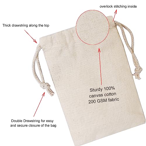 BigLotBags Canvas Cotton Bags Double drawstring Pack of 12 (12x16 Inches)