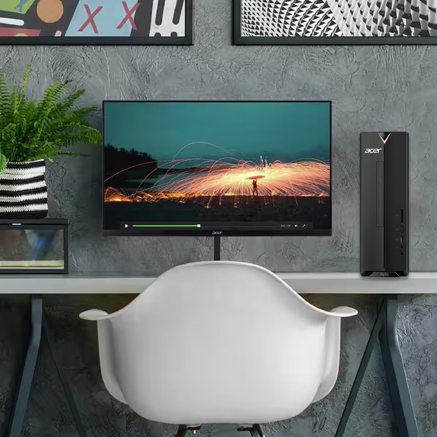 acer Aspire Tower Desktop, Intel Celeron J4125 Processor, 16GB RAM, 1TB PCIe SSD, DVD, VGA, HDMI, Wi-Fi, Wired KB & Mouse, Windows 11 Home, Black, D17W6