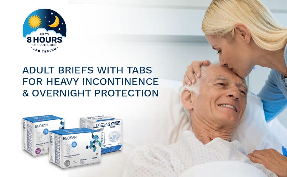 Egosan Ultra Incontinence Disposable Adult Diaper Brief Maximum Absorbency and Adjustable Tabs for Men and Women (Large Case, 60-Count)