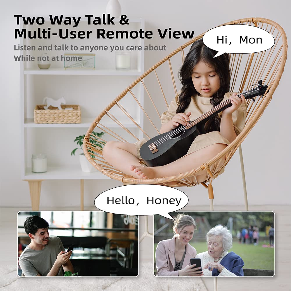 Aprilmin Security Camera Indoor with Spotlight and Siren, 2.4g 5G WiFi PTZ Wired HD Camera Indoor with 360° View, Color Night Vision, Two-Way Talk