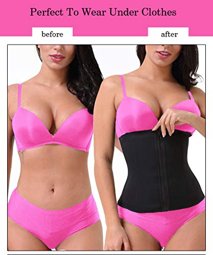 GainKee Clip and Zip Waist Trainer Corset Women Neoprene Workout Sweat Vest Body Shaper (Large, Belt)