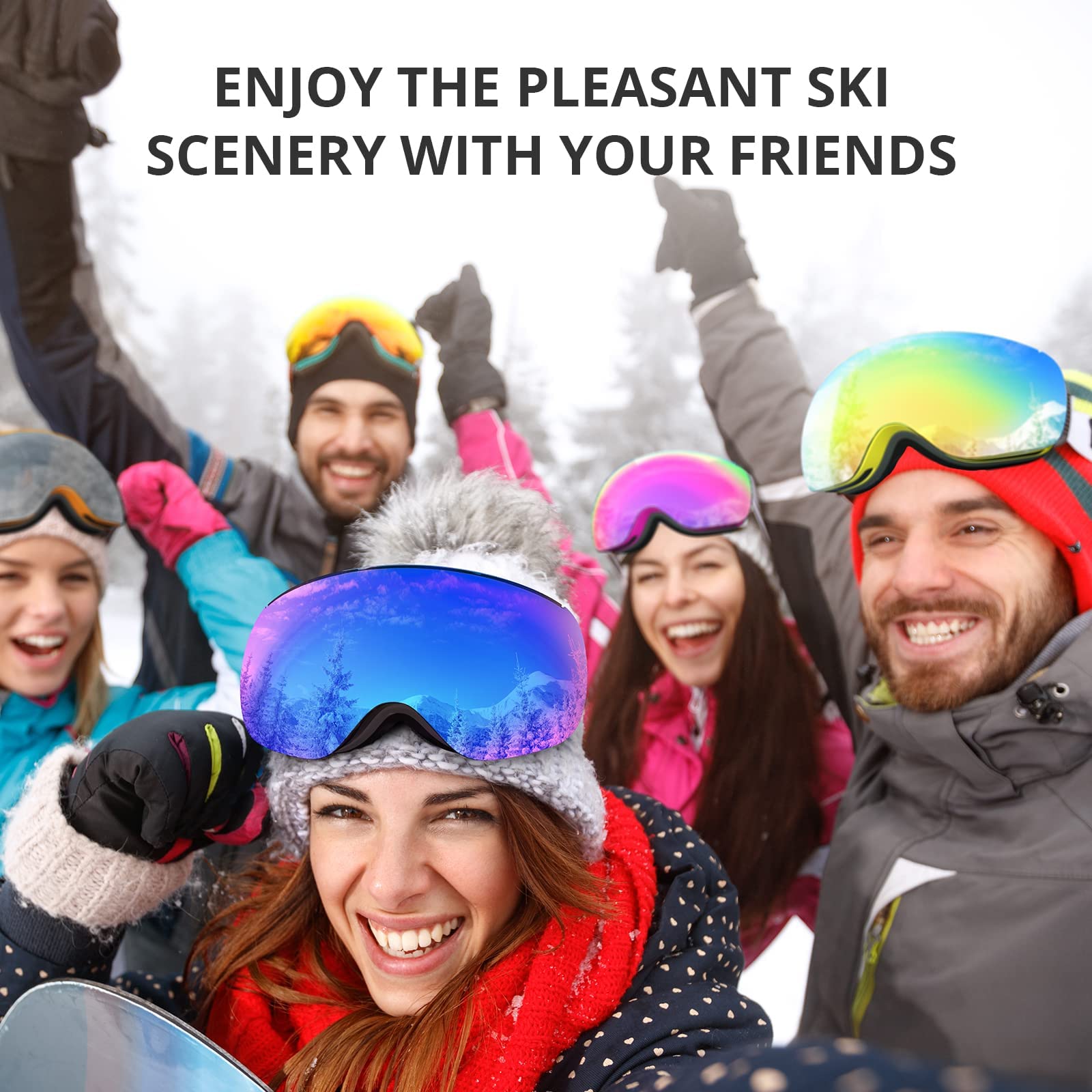 AKASO OTG Ski Goggles, Alta Ski Goggles, Anti-Fog, 100% UV Protection, Double-Layer Spherical Lenses for Men & Women