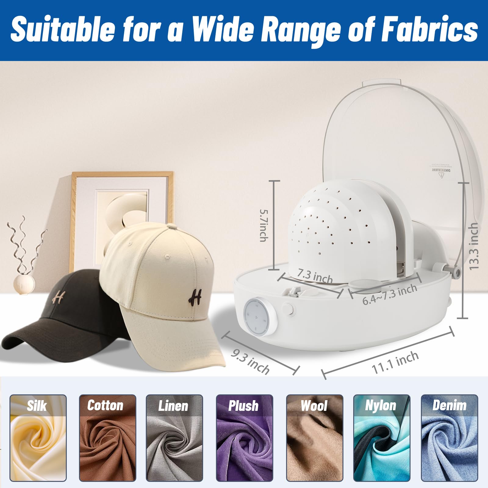 Automatic Cap Cleaner with steam and Dry,steam Cleaning&Ironing and Drying for Bucket hat Baseball Cap,hat Cleaner&Dryer for Trucker hat etc
