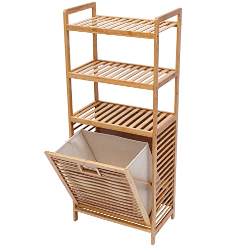 Bamboo Laundry Hampers Storage Basket Clothes Storage Shelf Organizer Bathroom Rack,Laundry Room Shelves