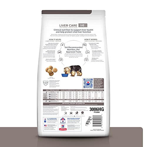 Hill's Prescription Diet l/d Liver Care Chicken Flavor Dry Dog Food, Veterinary Diet, 17.6 lb. Bag, White