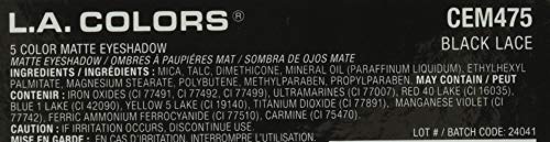 L.A. COLORS 5 Color Matte Eyeshadow, Black Lace, 0.08 Oz