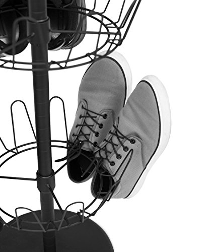 Internet's Best 3 Tier Metal Shoe Tree - Black Finish - 18-Pair Shoe Organization Rack - Storage Organizer - Free Standing Tower Weighted Base - Strong Sturdy