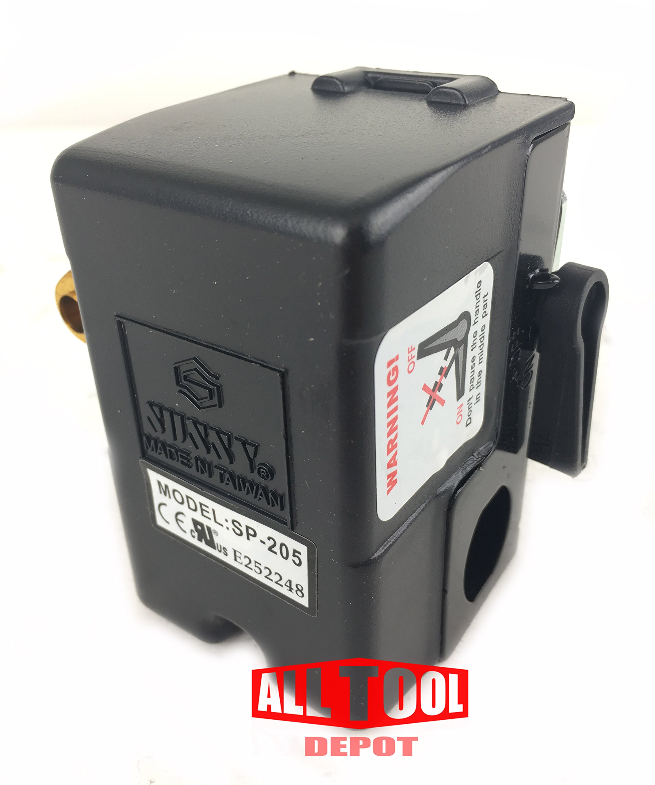 Heavy Duty Air Pressure Switch Sunny H4, 4 Port, 140-175 PSI, 25 Amp, Auto/Off Cut-Out Lever