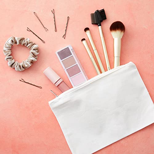 Juvale 12-Pack Bulk Blank Canvas Zipper Pouch Set with Zipper for Cosmetic & DIY Crafts, Pens, Pencils, Markers, Scissors, Makeup Brushes, Lip Gloss, Hair Clips (8x6 in)