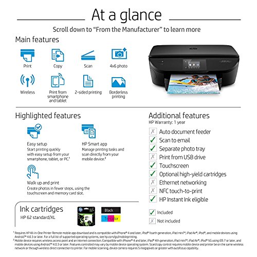 HP Envy 5660 Wireless All-in-One Photo Printer with Mobile Printing, HP Instant Ink or Amazon Dash replenishment ready (F8B04A)