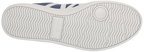 A|X Armani Exchange Men's Leather Logo Low Top Sneaker, Blue+Red, 8