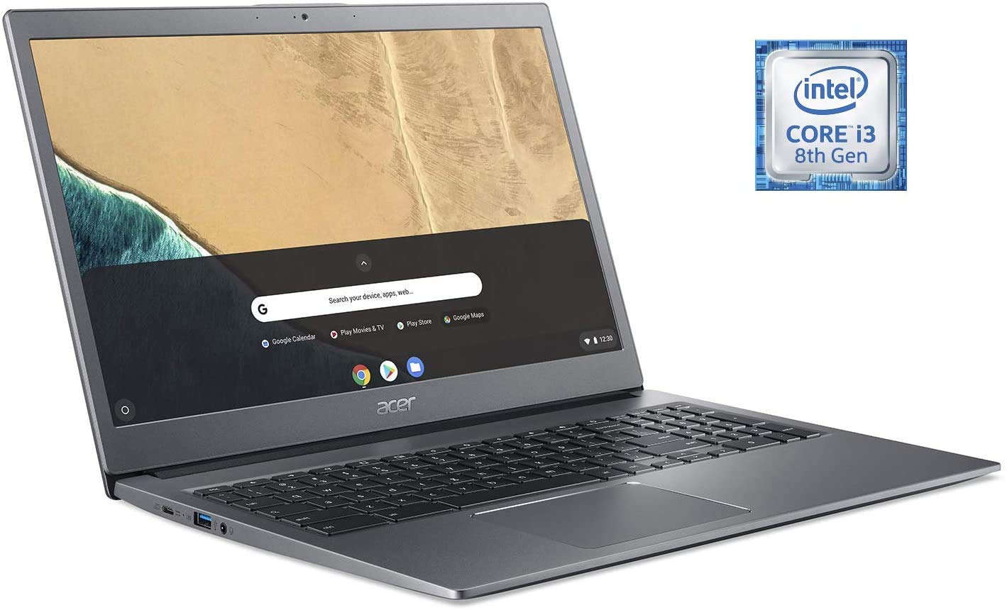 Acer Chromebook 715 | 2.20 GHz Intel Core i3-8130U Dual Core Processor| 15.6" Full-HD 1080p Screen | 4GB DDR4 Ram |128GB storage | CB715-1W-35ZK | Steel Gray | (Renewed)