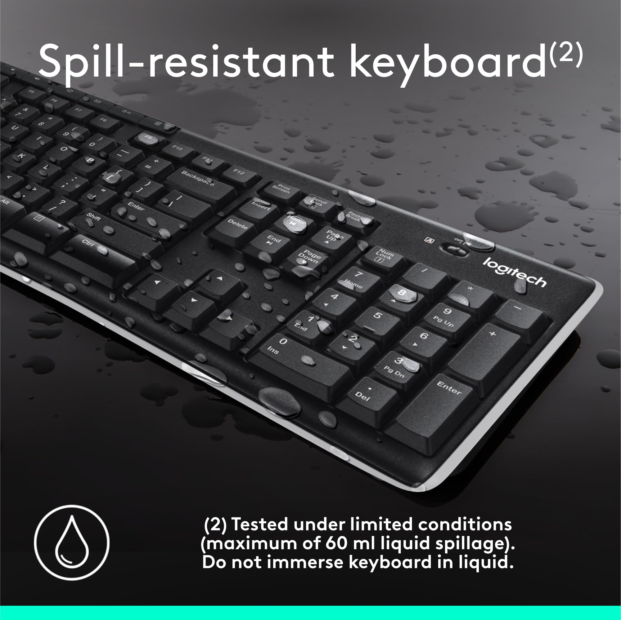 Logitech MK710 Wireless Keyboard and Mouse Combo — Includes Keyboard and Mouse, Stylish Design, Built-In LCD Status Dashboard, Long Battery Life