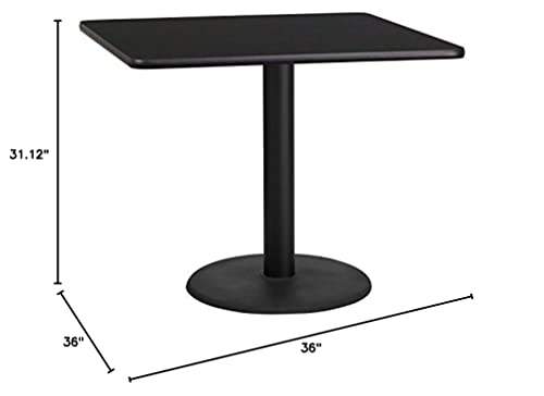 Flash Furniture Stiles 36'' Square Black Laminate Table Top with 24'' Round Table Height Base