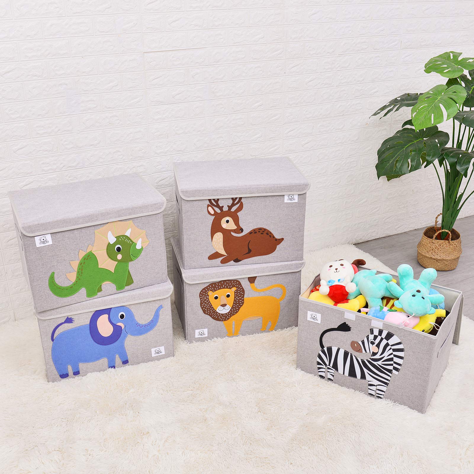 CLCROBD Foldable Large Kids Toy Chest with Flip-Top Lid, Collapsible Fabric Animal Toy Storage Organizer/Bin/Box/Basket/Trunk for Toddler, Children and Baby Nursery (Llama)