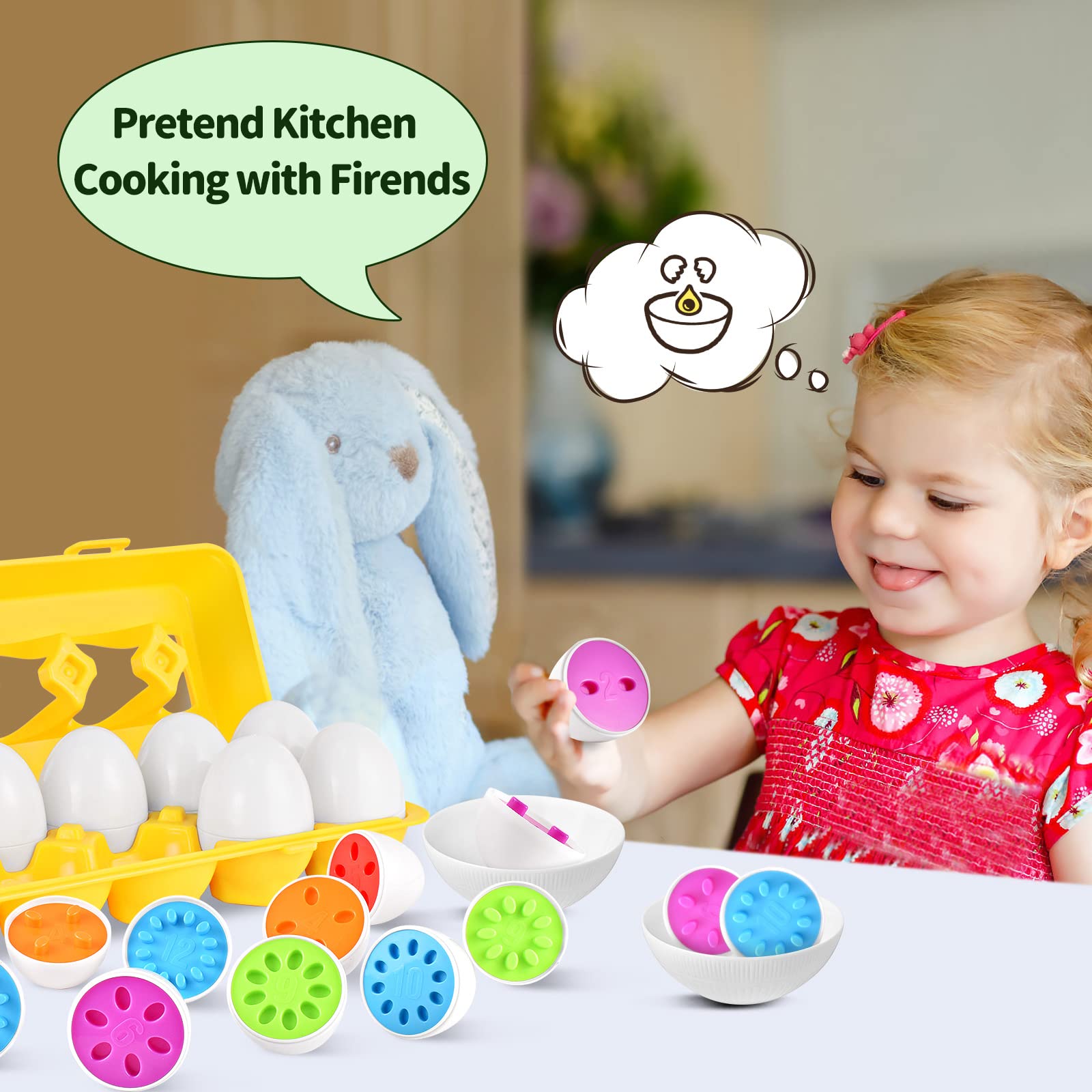 CPSYUB Toddler Toys, Easter Eggs Sensory Early Learning Fine Motor Skills Toys for 1, 2, 3, 4 Year Old Girls Boys