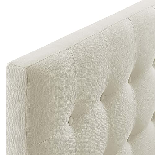 Modway Emily Tufted Button Linen Fabric Upholstered Full Headboard in Ivory