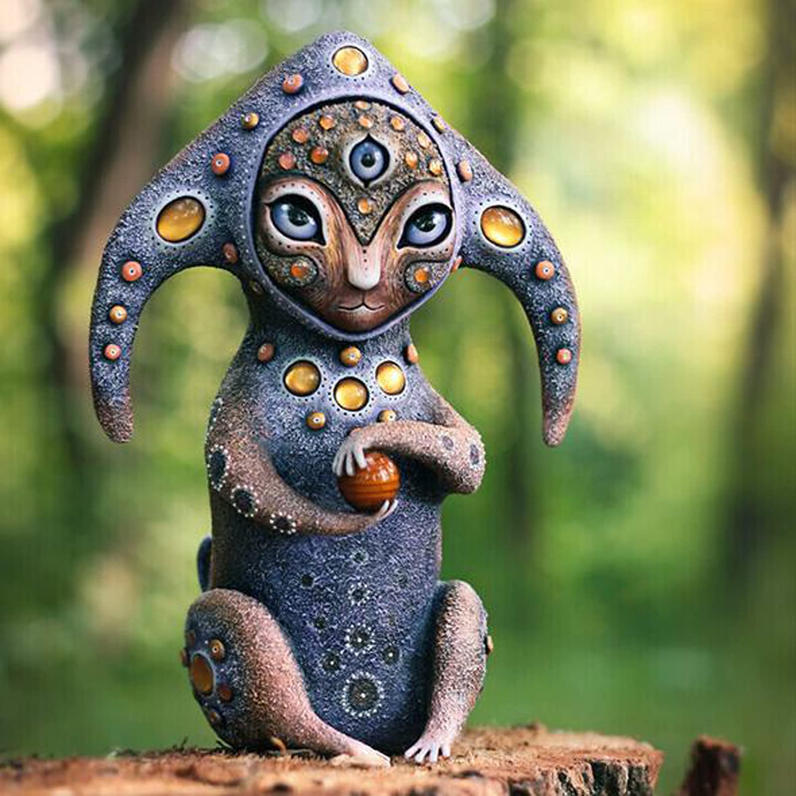 Taktom Handmake Creatures from A Fantasy World Artwork Decoration, Cute Figurine Perfect Resin Ornament Garden Statue for Home Garden Lawn Yard (Lunar Dreamer) (A)