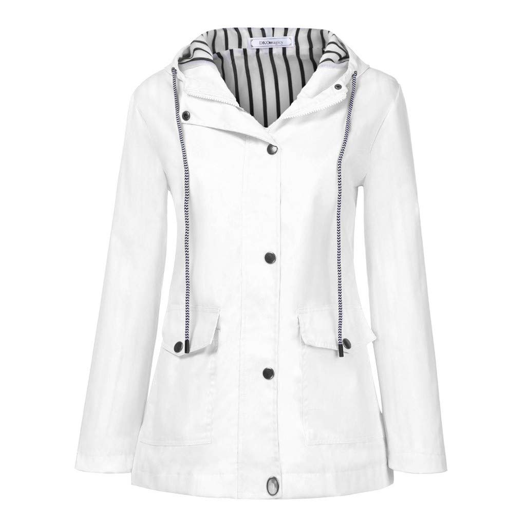 CapsA Women Womens Rain Jacket Outdoor Plus Jackets Waterproof Hooded Raincoat Windbreaker Striped Climbing Hiking Trench Coats