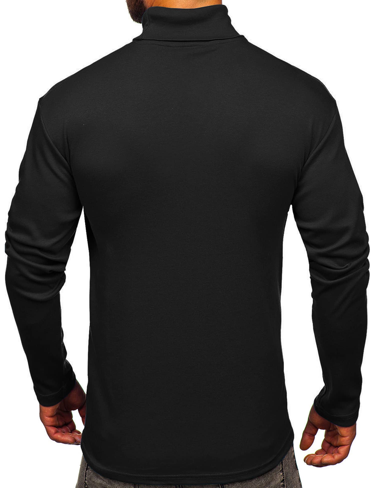 Amussiar Men's Black Turtleneck Thermal T-Shirt Lightweight Long Sleeve Basic Pullover Tops