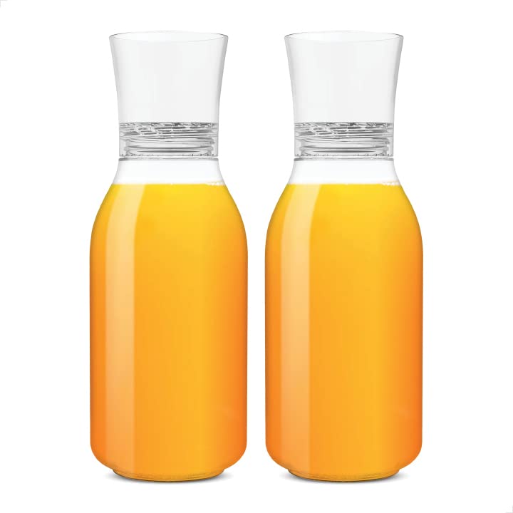 TOSSWARE POP 32oz Carafe Set of 2, Premium Quality, Recyclable, Unbreakable & Crystal Clear Plastic Drink Pitcher