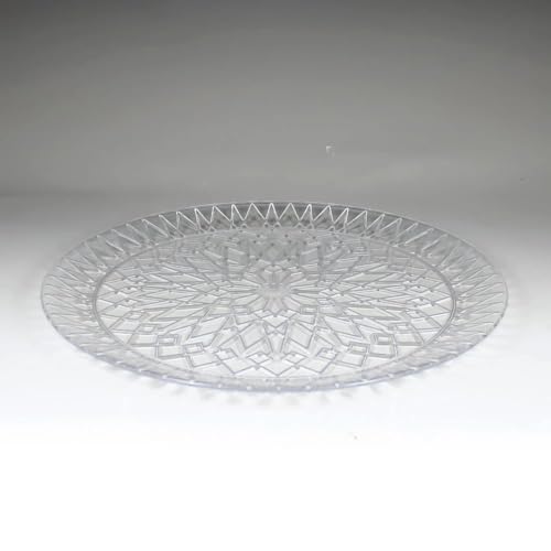 Clear Round Cake Platter - 13" | 1 Plastic Serving Platter and Tray for Party Catering, Perfect Large Disposable Serving Tray for Appetizer, Cake, & Party Food Display