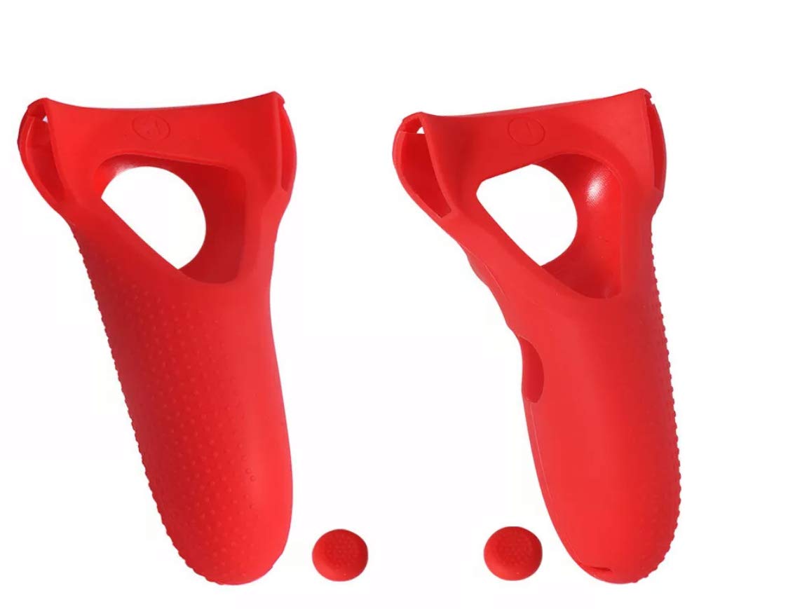 Amaz247 Silicone Anti-leakage Face Cushion Mask, Protective Lens Cover, Controller Grip Cover with Velcro Straps for Oculus Quest VR Headset (Red), NOT FIT OCULUS QUEST 2