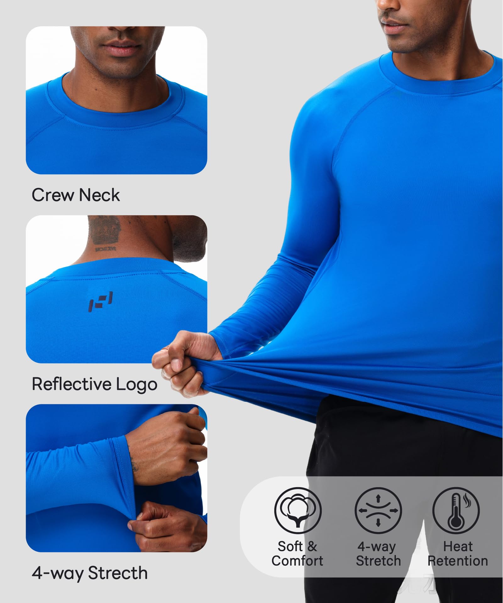 ADOREISM Men's Long Sleeve Thermal Underwear Tops Moisture Wicking Base Layer Thermal Slim Fit Athletic Shirts for Men (Maroon, M)
