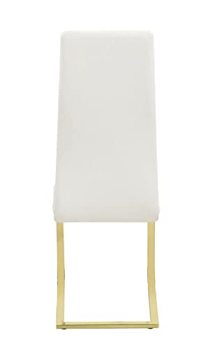 Coaster Furniture High Back White and Rustic Brass (Set of 4) Side Chair 17" D x 22.75" W x 43.75" H 190512