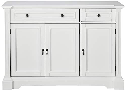 Kings Brand Furniture White Finish Wood Buffet Breakfront Cabinet Console Table With Storage, Drawers, Shelves