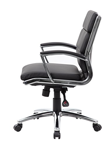 Boss Office Products Executive Mid Back CaressoftPlus Chair with Metal Chrome Finish in Black
