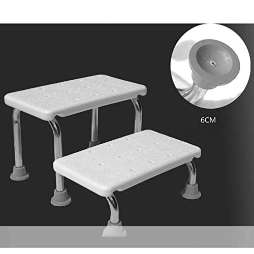 PENGJIE Folding Ladder Step Stool 2 Step Ladder Stool with Leaking Holes Anti Slip Stainless Steel Shower Stool Pedal Stool