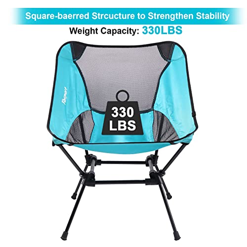 FBSPORT 2 Pack Portable Camping Chairs Lightweight Backpacking Chair Compact & Heavy Duty for Camp, Backpack, Hiking, Beach, Picnic, with Carry Bag