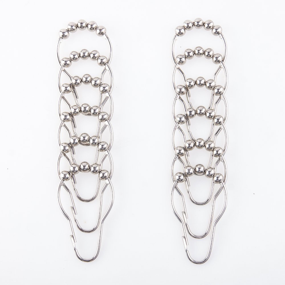 Amazer Shower Curtain Hooks, Decorative Rust Proof Stainless Steel Shower Curtain Hooks for Bathroom Shower Rods Set of 12, Polished Nickel