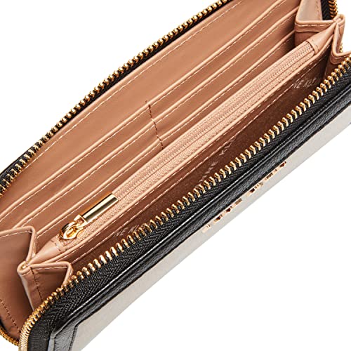 Anne Klein AK Colorblocked Zip Around Wallet, Stone/Black