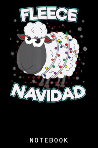 Funny Fleece Navidad Feliz Navidad Sheep Wool Christmas Journal Notebook: 6 x 9 120 Pages College Ruled Notebook | Cute Kawaii Journal Sheep Gifts For ... Christmas Gift For Kids, Teens, Girls, Boys