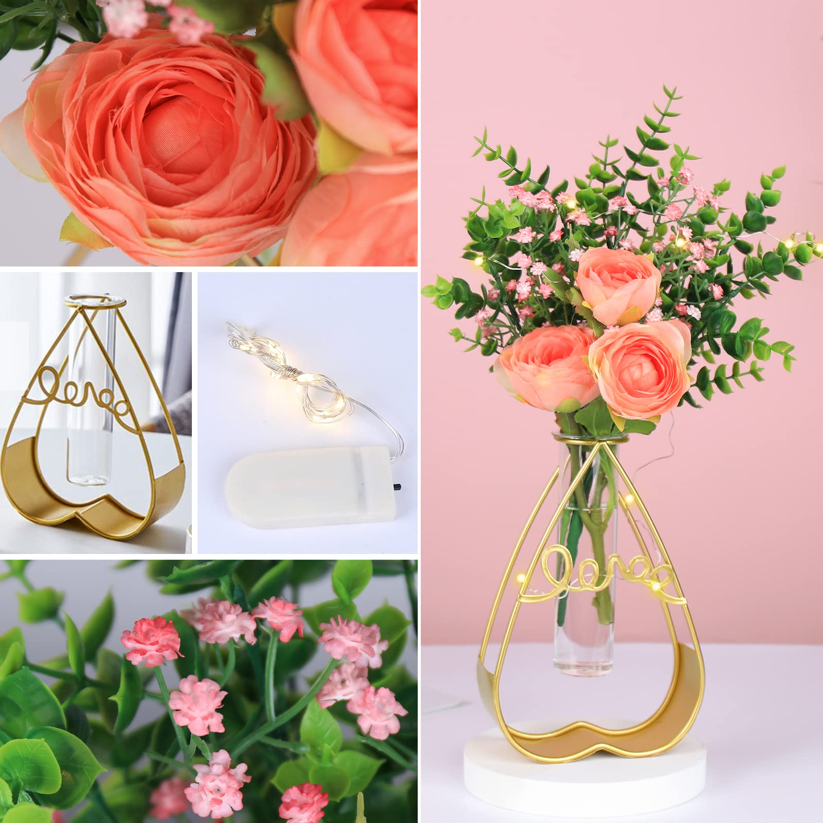 Fasjewly Artificial Flower Garland-16 Roses,7.2Ft Red Rose Vine Flowers Fake Flower Strings for Wedding,Garden Decor Home Party