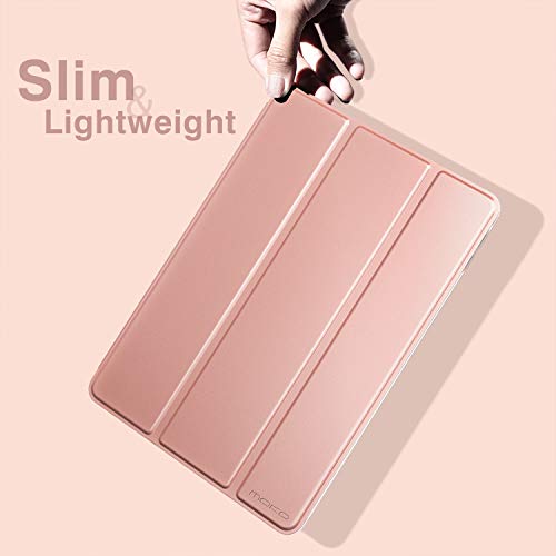 MoKo Case Fit 2018/2017 iPad 9.7 6th/5th Generation, Slim Smart Shell Stand Folio Case with Soft TPU Translucent Frosted Back Cover Compatible with iPad 9.7" 2018/2017, Auto Wake/Sleep - Rose Gold