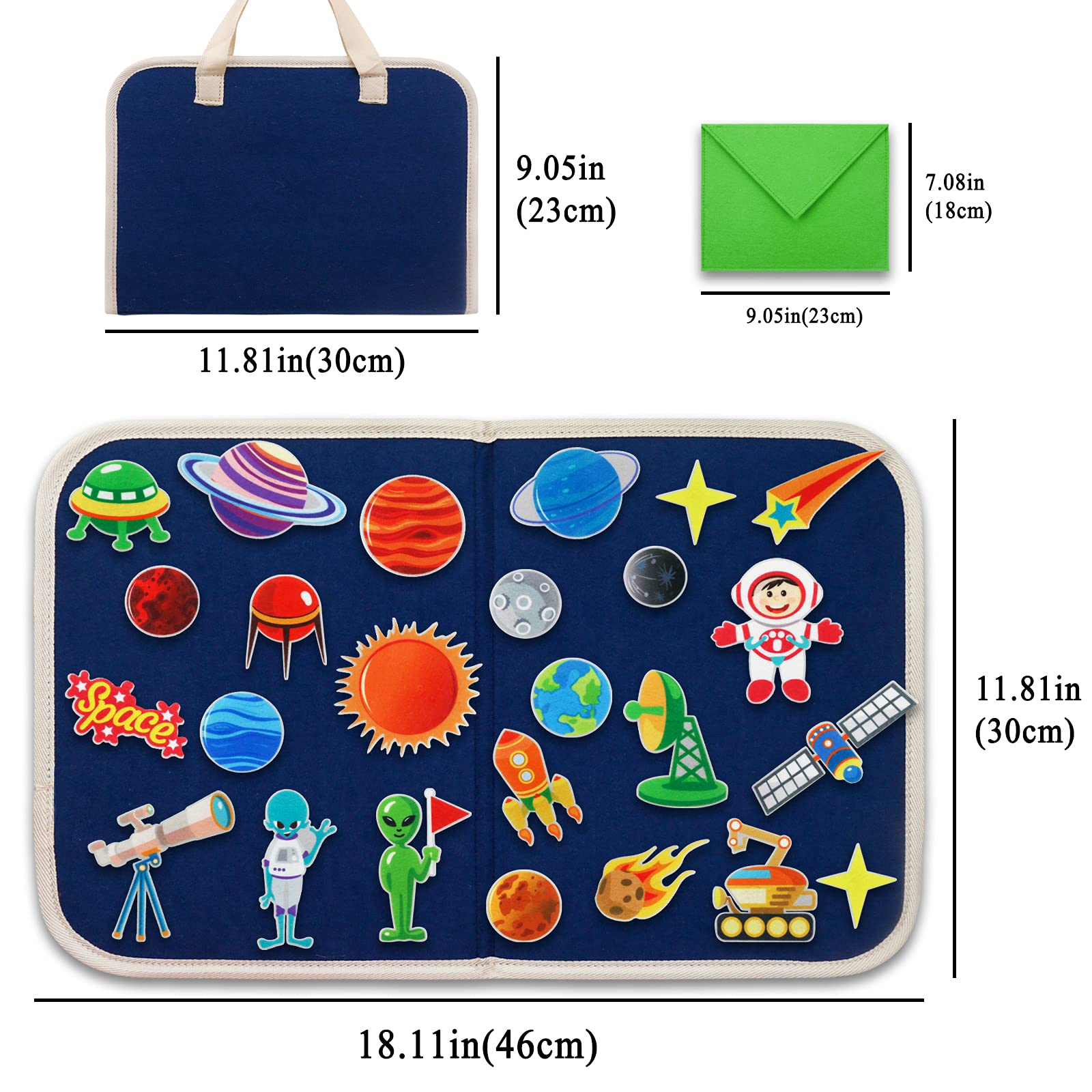 Craftstory Kids Solar System Toys Travel Felt-Board for Toddler, 25 Pieces Planets Space Flannel Board Story Set for Preschool Early Learning Storytelling Activity Interactive Play Gifts for Ages 3+