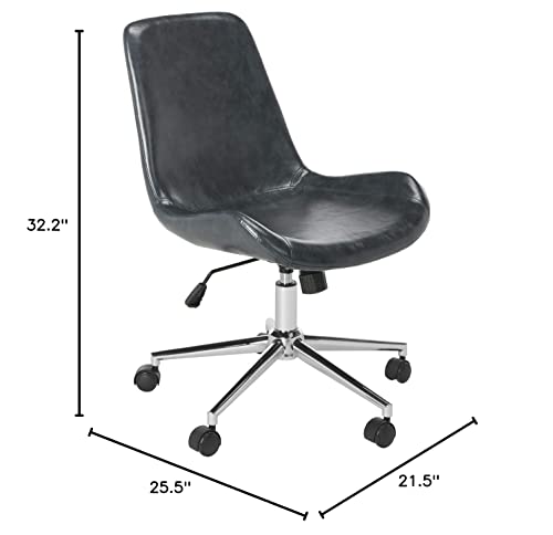 SAFAVIEH Home Collection Fletcher Dark Grey Faux Leather/ Chrome Swivel Adjustable Height Office Desk Chair