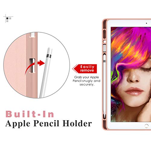 MoKo Case Fit iPad Pro 12.9 2017/2015 with Apple Pencil Holder - Slim Lightweight Smart Shell Stand Cover Case with Auto Wake/Sleep Fit Apple iPad Pro 12.9 inch Tablet (1st & 2nd Gen),Rose Gold