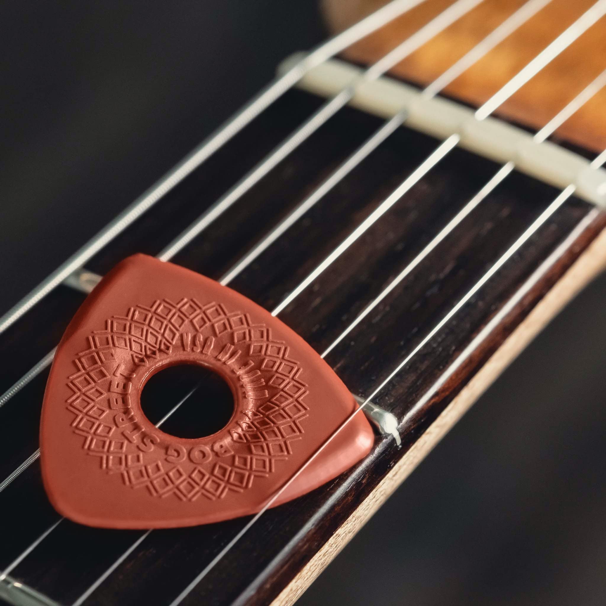 Bog Street AXE CUT Guitar Picks, Medium, Electric Guitar and Acoustic Guitar Picks, Red (6-Pack)