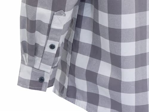 BOCOMAL FR Shirts Flame Resistant Plaid Shirt NFPA2112/CAT2 7.5oz Fire Resistant Gray/White Men's Fire Retardant Welding Shirt