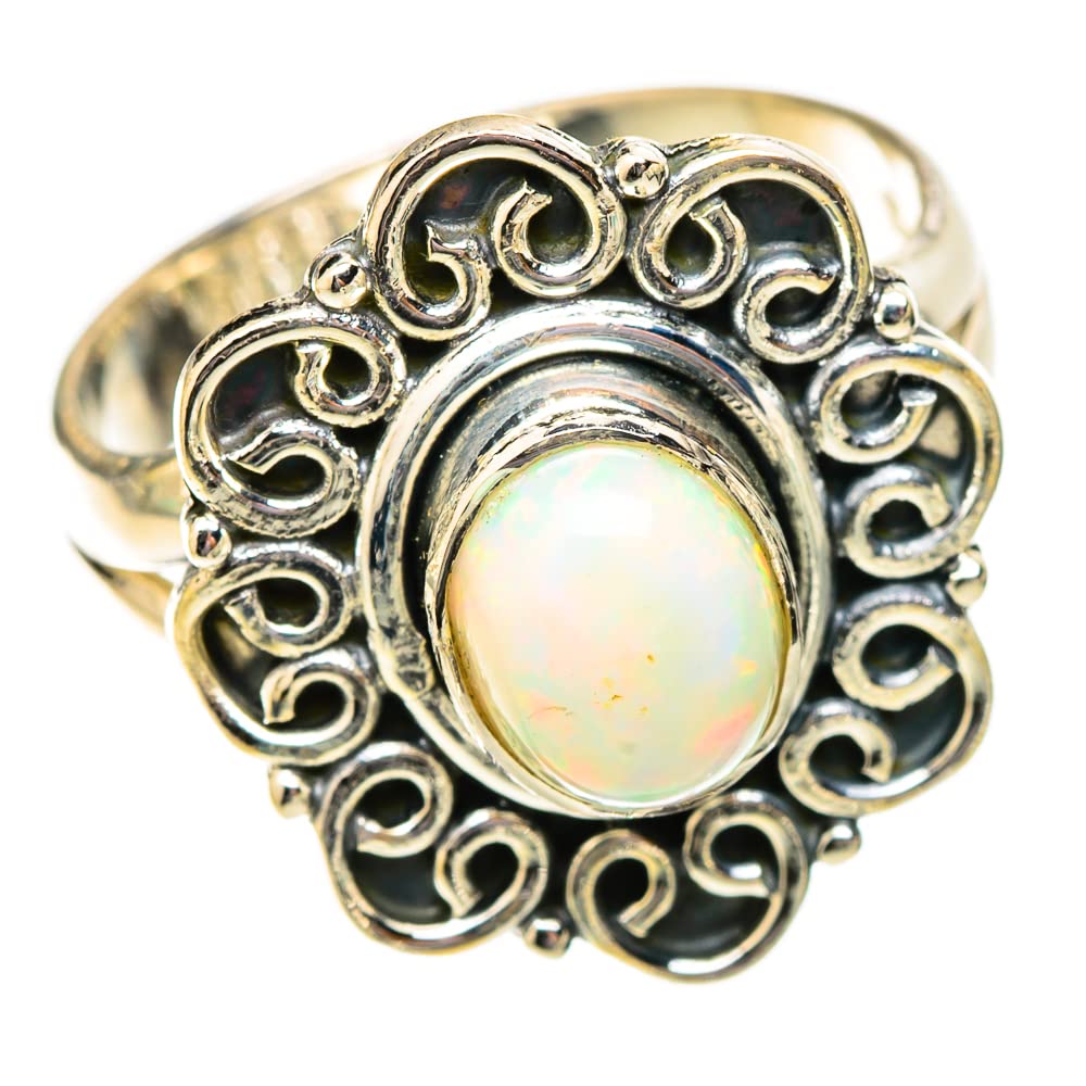 Ana Silver Co Natural Ethiopian Opal Ring Size 6.5 (925 Sterling Silver) - Handmade Jewelry, Bohemian, Vintage RING121393